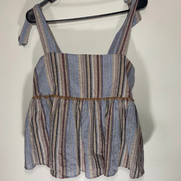 THML | Tops | Thml Vertical Striped Pom Tie Strap Tank | Poshmark